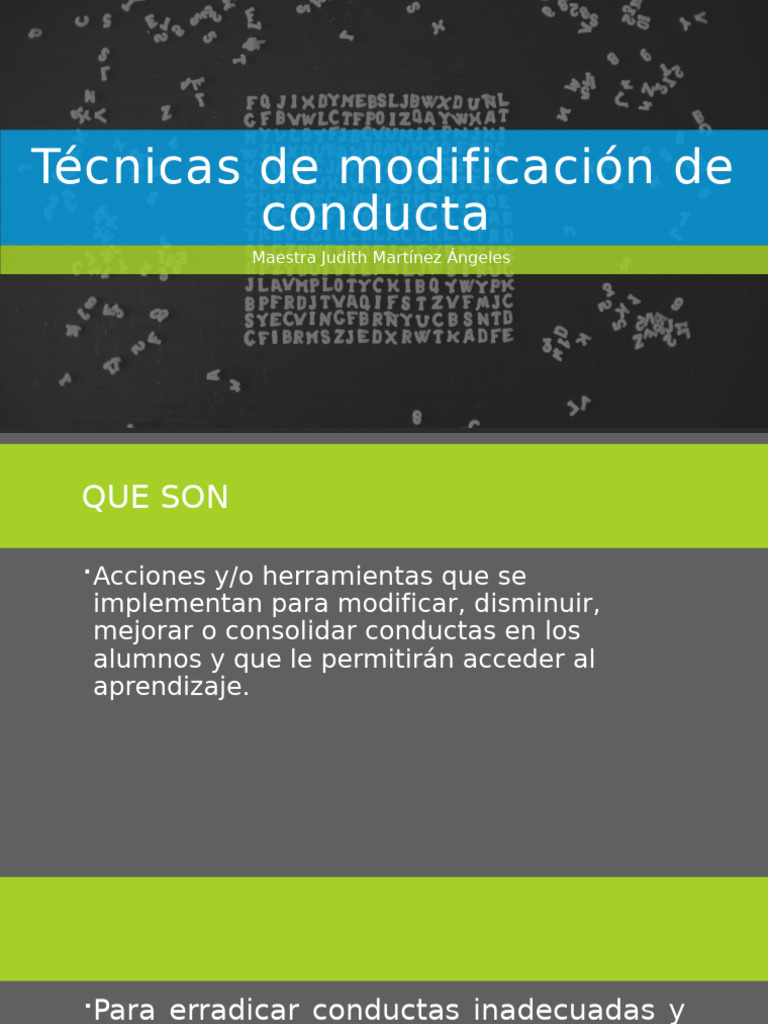Técnicas de Modificación de Conducta | PDF | Aprendizaje | Modificación ...