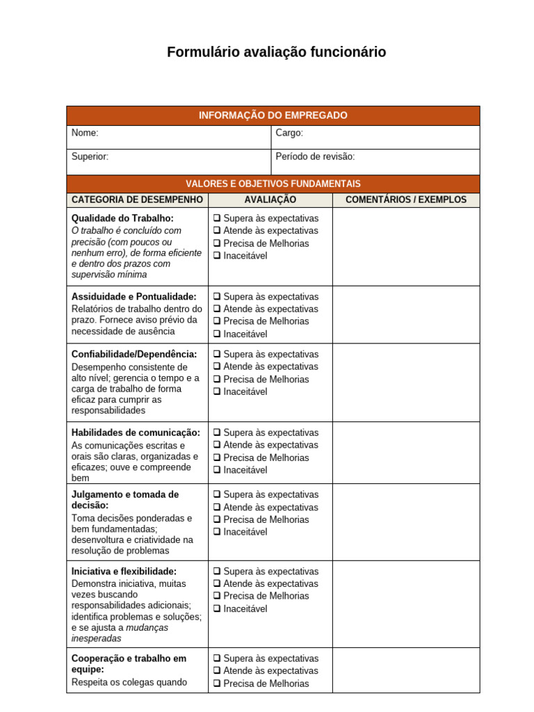 Avaliação Performance | PDF | Avaliação de desempenho | Competência ...