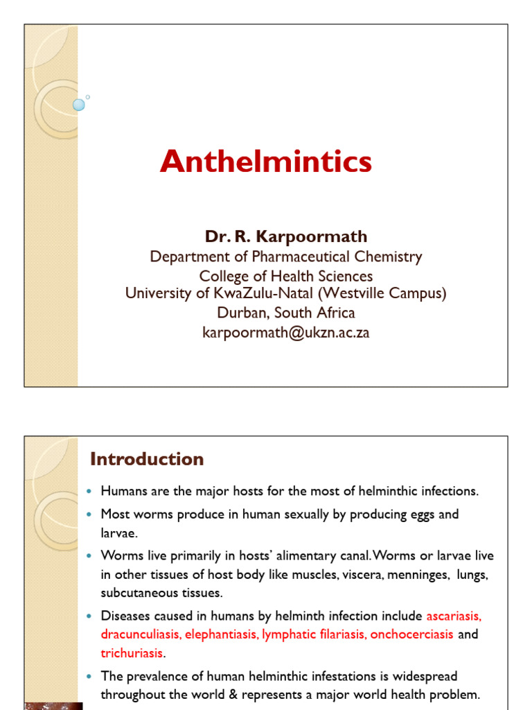 Anthelmintics | PDF | Parasitology | Medical Specialties