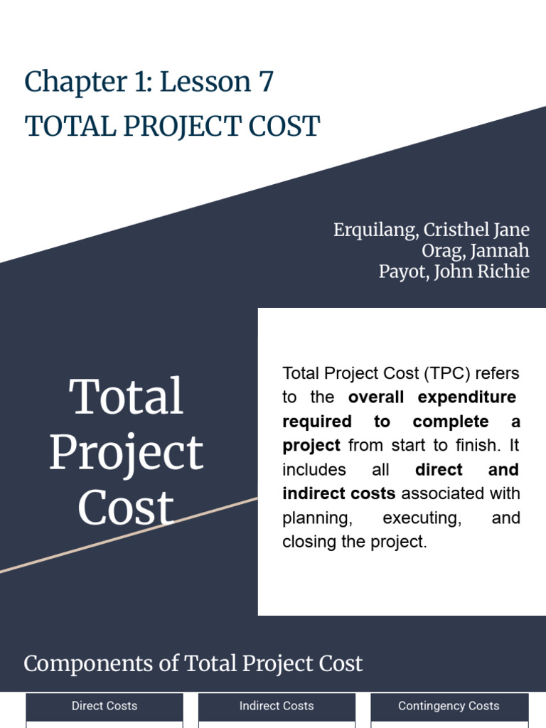 CE_LAWS_Chapter_1_Lesson_7_TOTAL_PROJECT_COST | PDF | Cost | Expense