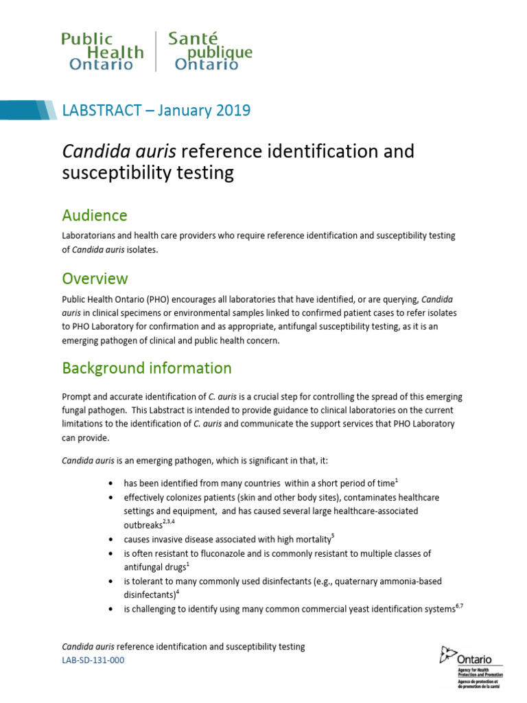 Candida Auris Reference Identification and Susceptibility Testing | PDF ...