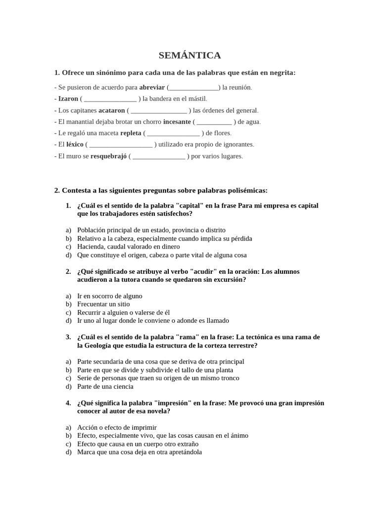 SEMÁNTICA Repaso 4 | PDF | Palabra | Unidades Semánticas