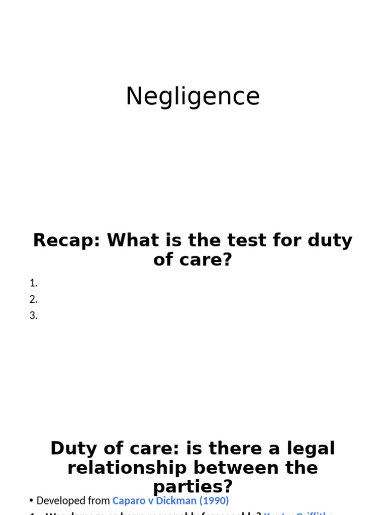 Understanding Duty of Care in Negligence | PDF | Negligence | Causation ...