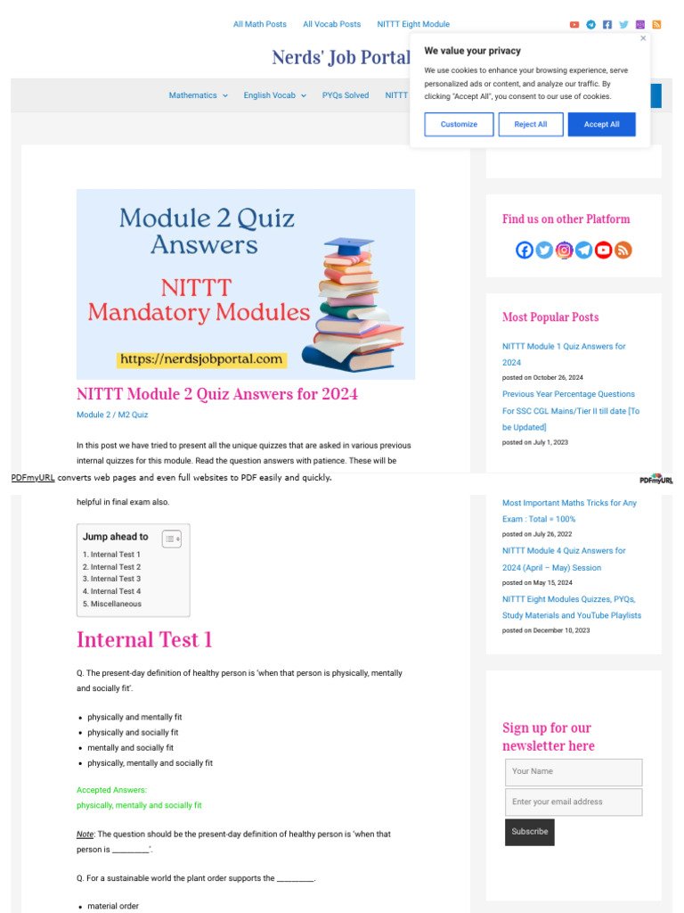 4 Module 2 Quiz Answers | PDF | Teachers