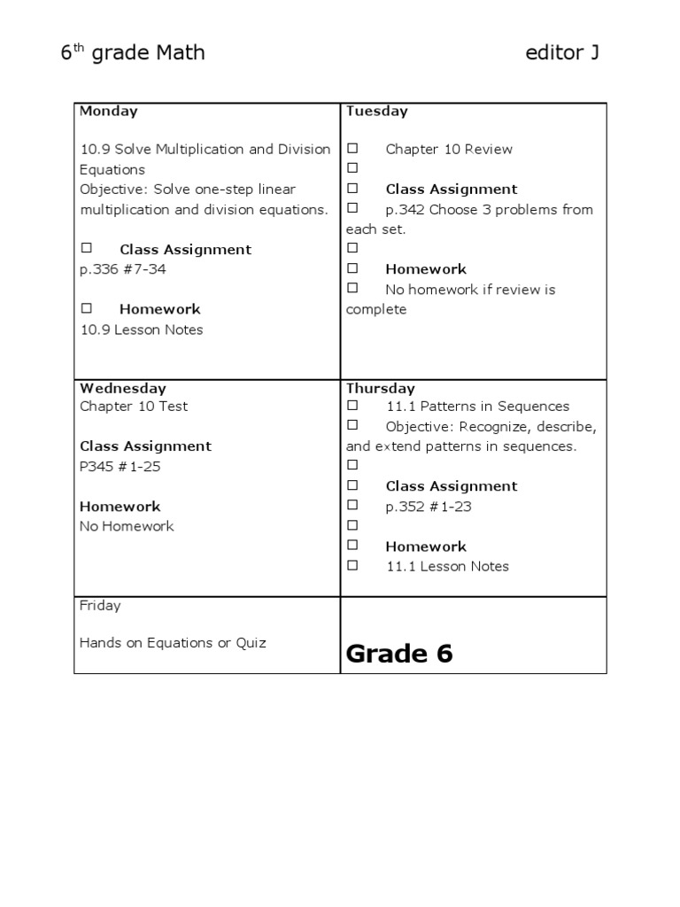 6 Grade Math Editor J | PDF