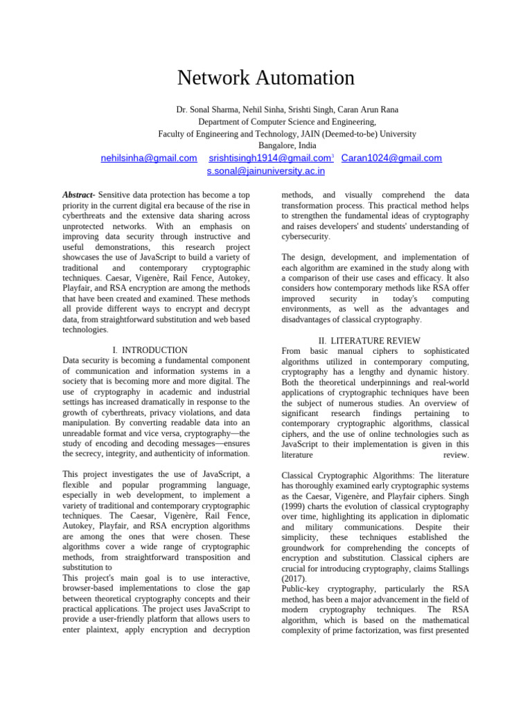 Network Automation Paper Final | PDF | Cryptography | Encryption