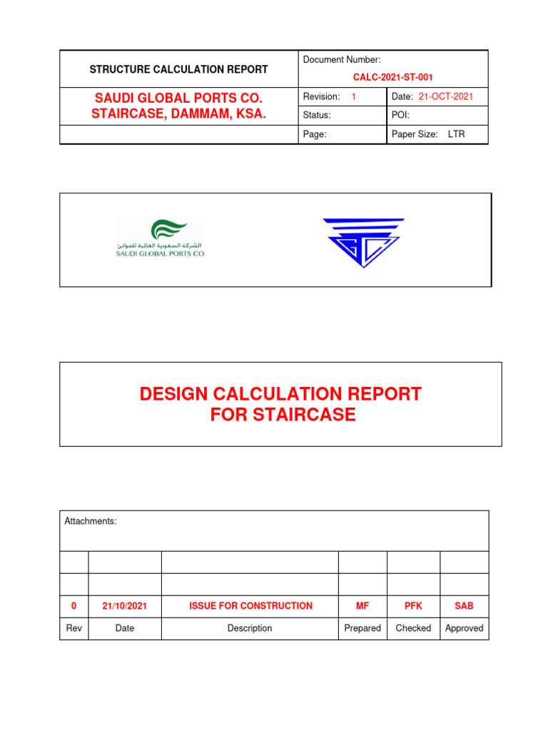 Design Calculation Report For Staircase | PDF | Structural Load | Structural Analysis