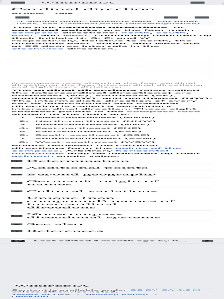 Cardinal Direction - Wikipedia | PDF