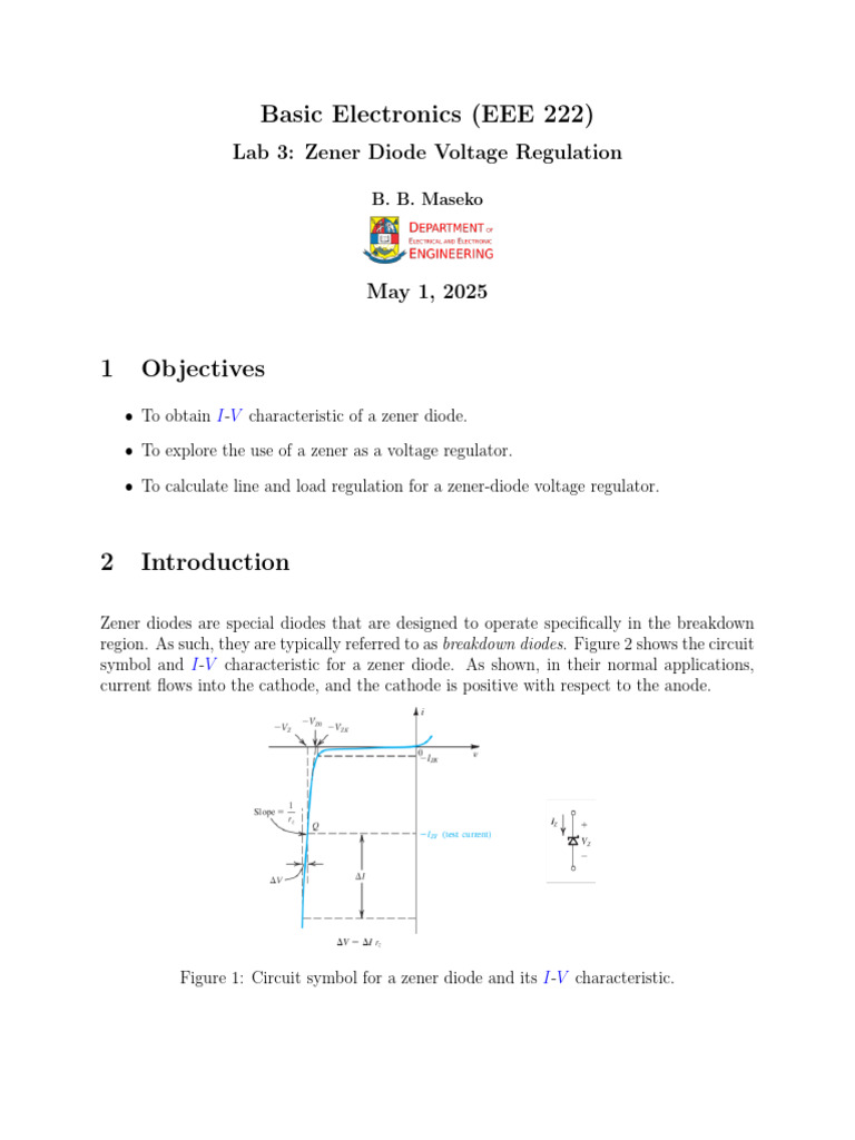 03 Zener Diode Voltage Regulation | PDF | Diode | Electric Power