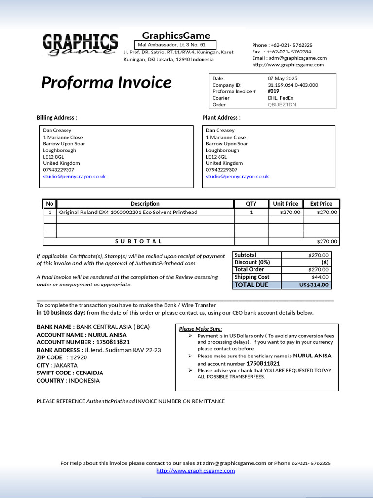 #019 Dan Creasey Nurul Anisa | PDF | Invoice | Payments