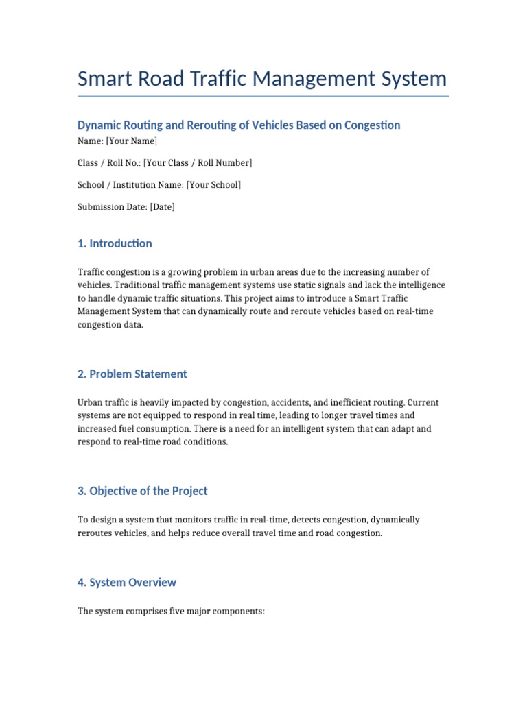 Smart Traffic Management Project-1 | PDF | Traffic Congestion | Traffic