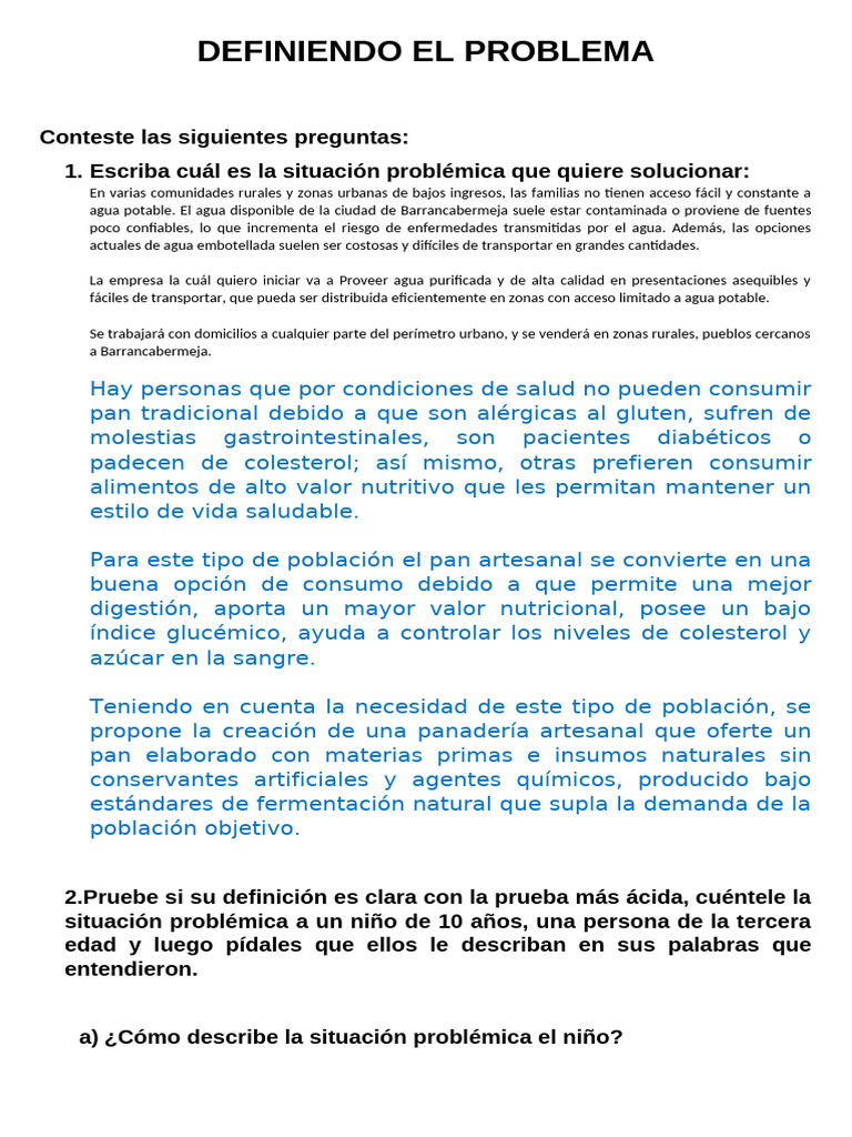 Definiendo El Problema | PDF | Panes | Agua