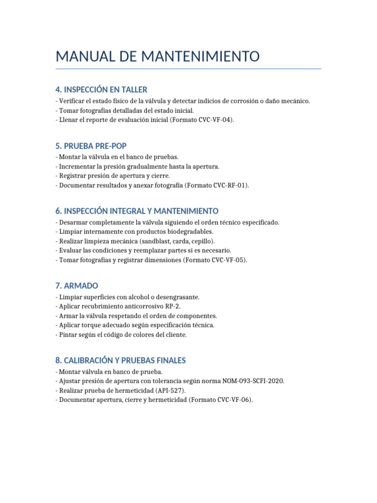 Manual Mantenimiento VRP | PDF