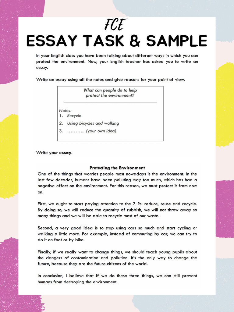 FCE Essay Taks and Sample | PDF