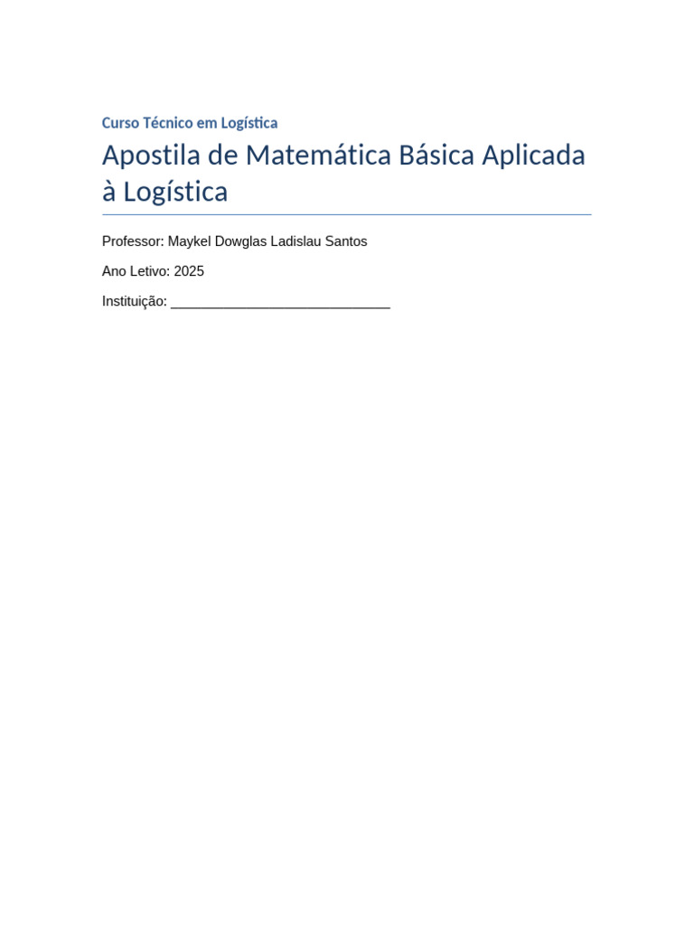 Apostila Matematica Logistica Final Oficial | PDF