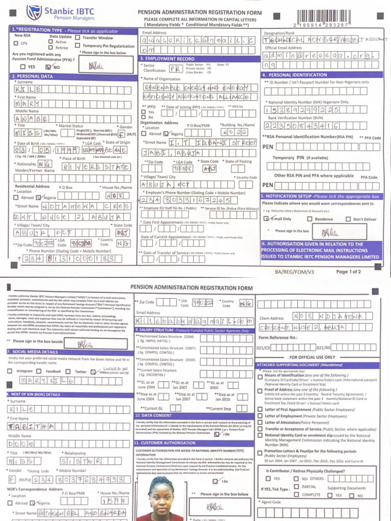 Pension Form(Mary Kile) | PDF