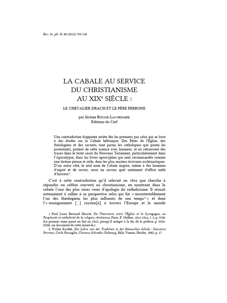 La Cabale et le Christianisme au XIXe siècle | PDF | Kabbale | Église ...