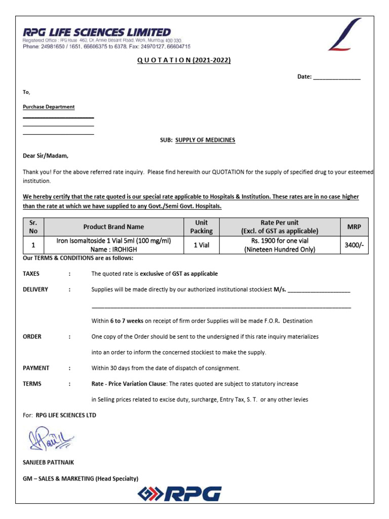 Irohigh PP Quotation | PDF | Taxes | Government Finances