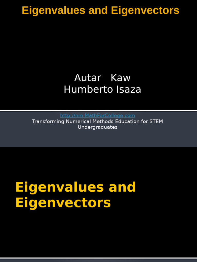 Mws Gen Sle PPT Eigenvalues | PDF | Eigenvalues And Eigenvectors | Mathematical Objects