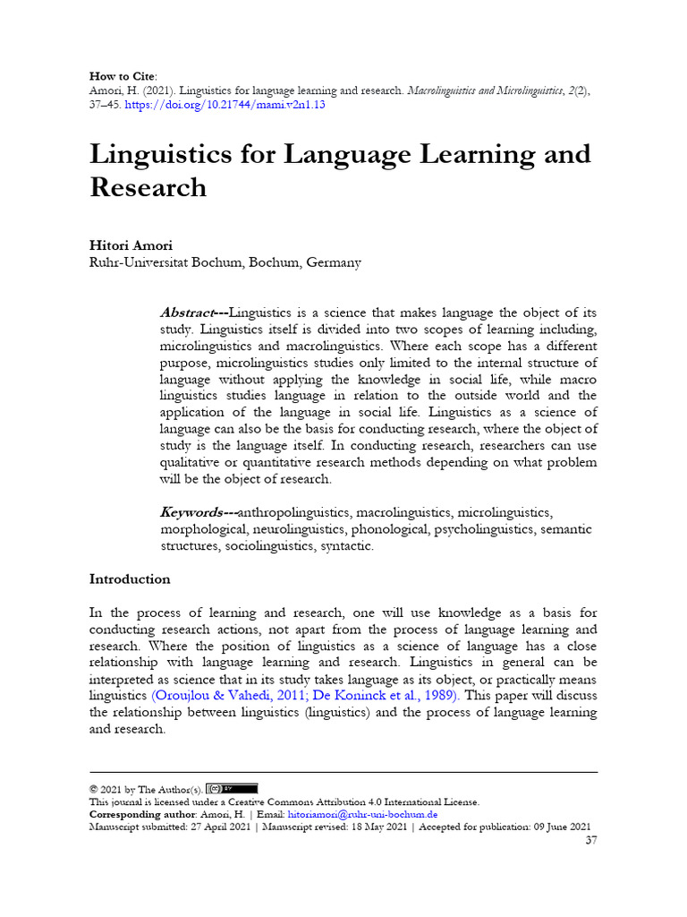 X Linguistics For Language Learning and Research | PDF | Linguistics ...
