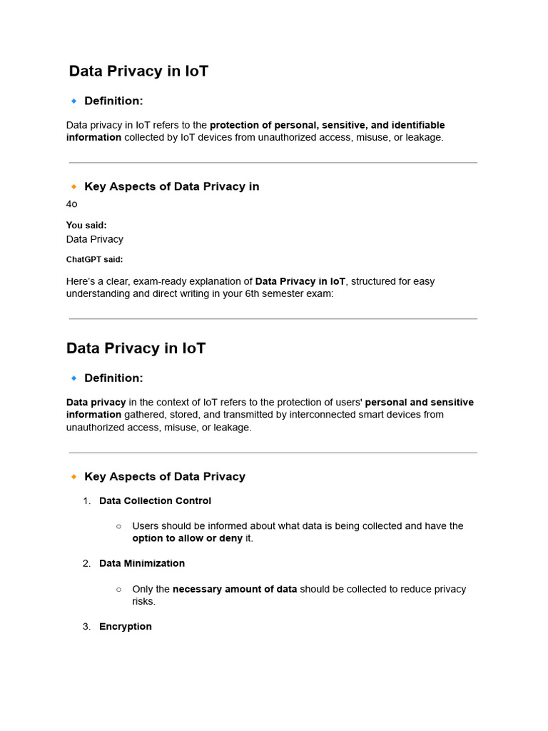 UNIT 4 Data Privacy in IoT | PDF | Internet Of Things | Computer Network