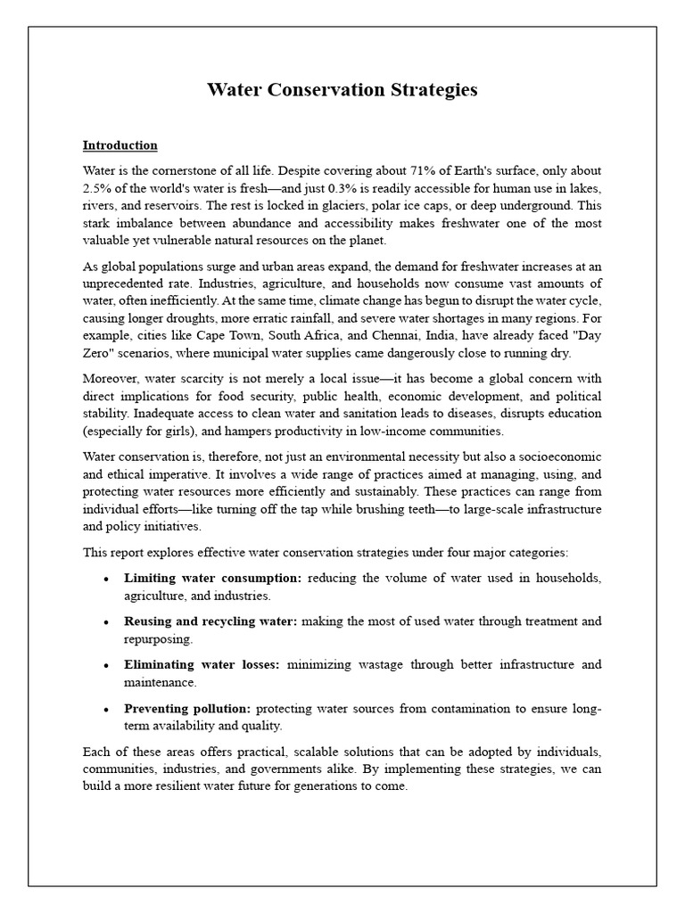 Water Conservation Strategies Report | PDF | Water Conservation ...