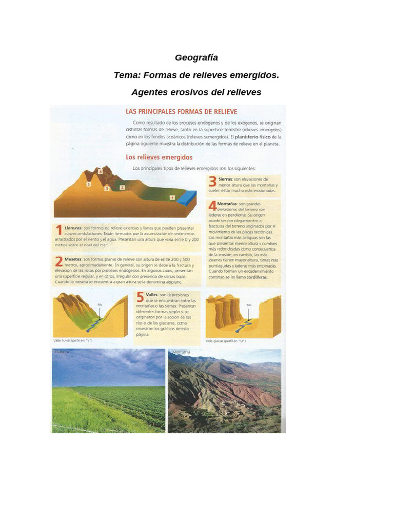 Template - Relieves. Agentes Erosivos | PDF | Erosión | glaciar