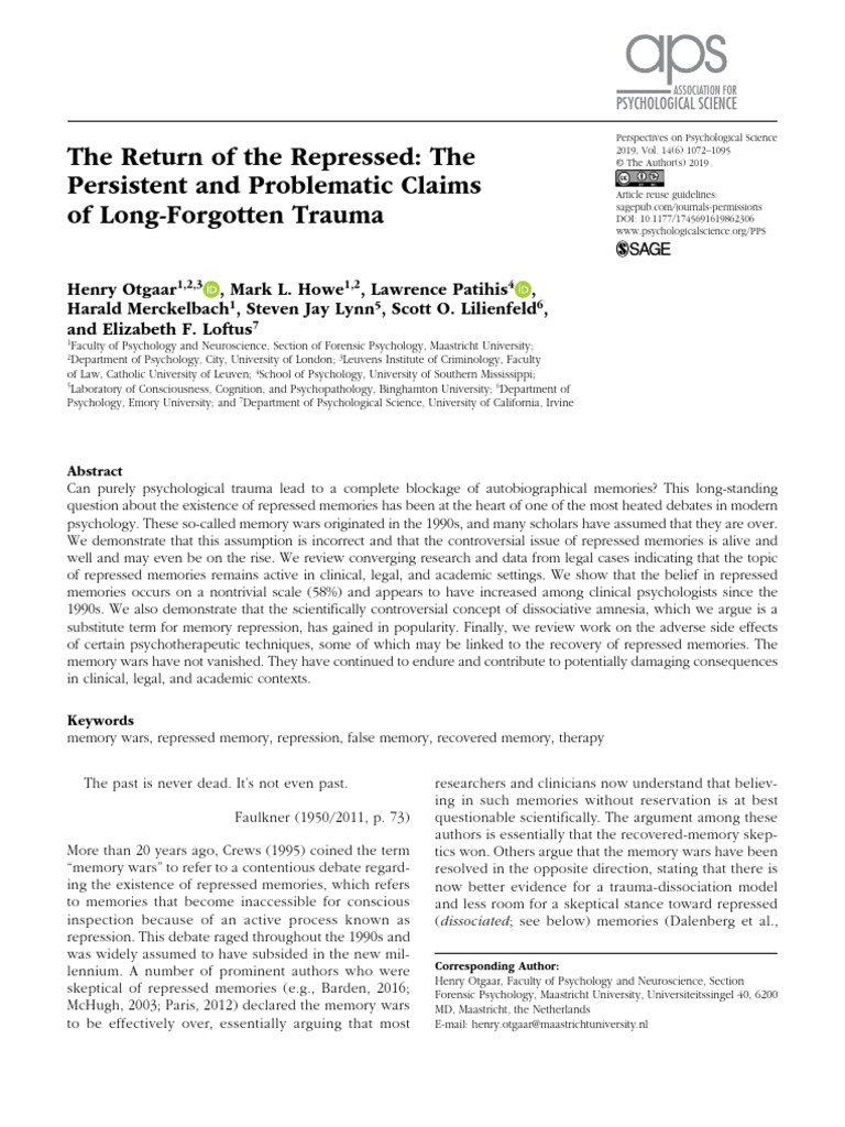 The Return of The Repressed: The Persistent and Problematic Claims of ...