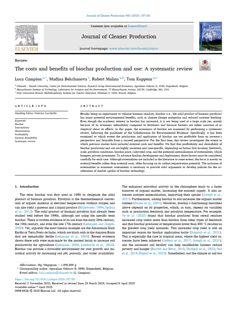 Biochar Cost Analysis | PDF | Climate Change Mitigation