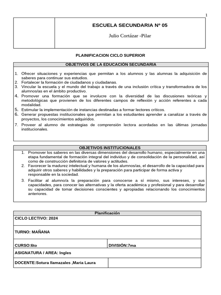 Planificacion 6to 7ma | PDF | Comunicación | Enseñando