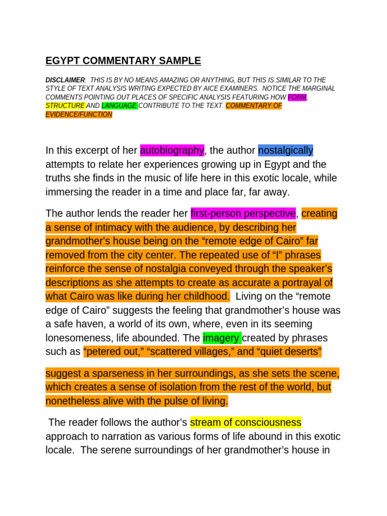 Egypt Commentary Final Sample | PDF