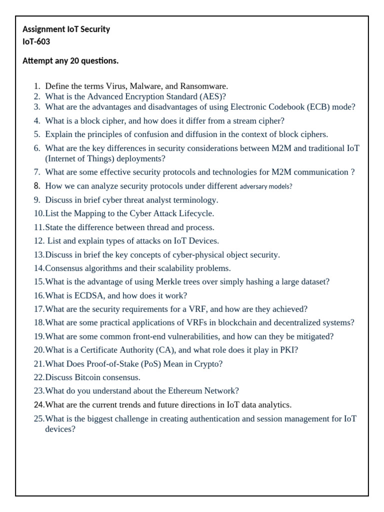 Assignment IoT Security IoT | PDF