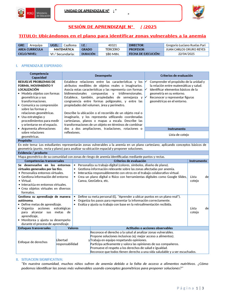 Unidad 2 Semana 1 Sesión 1 | PDF | Geometría | Aprendizaje