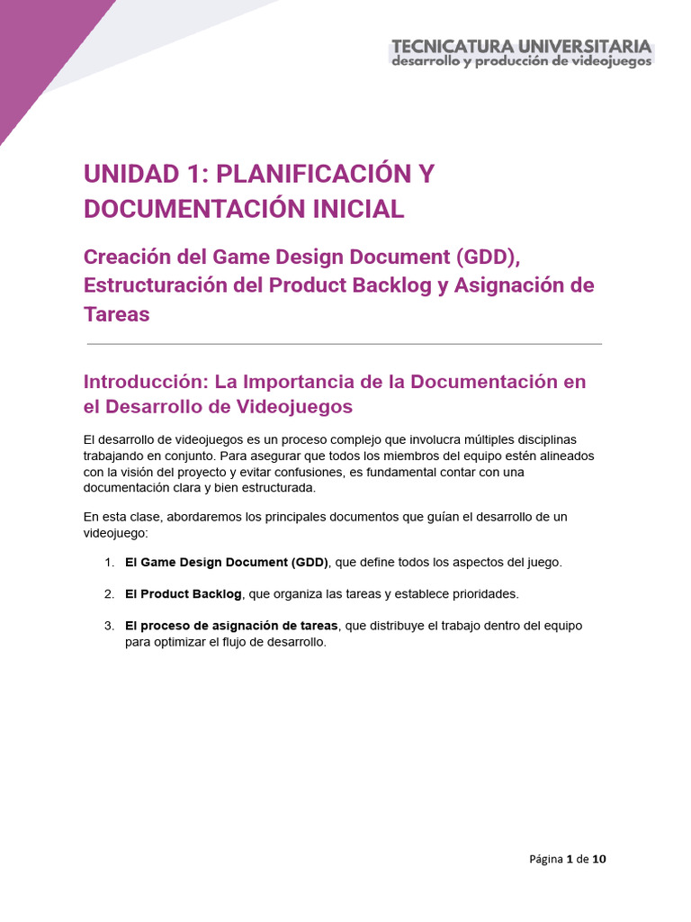 Clase 4 - Planificación y Documentación Inicial - Creación Del Game ...