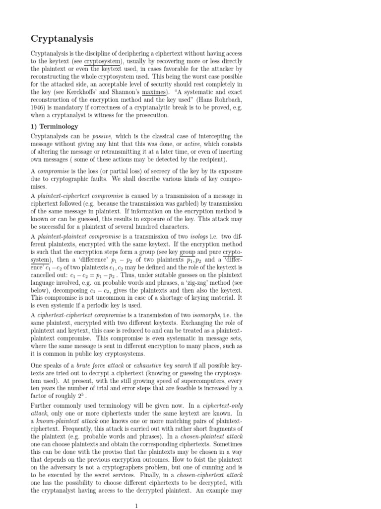 Bauer, Friedrich L - Cryptanalysis - Libgen.li-1 | PDF | Cryptanalysis | Encryption