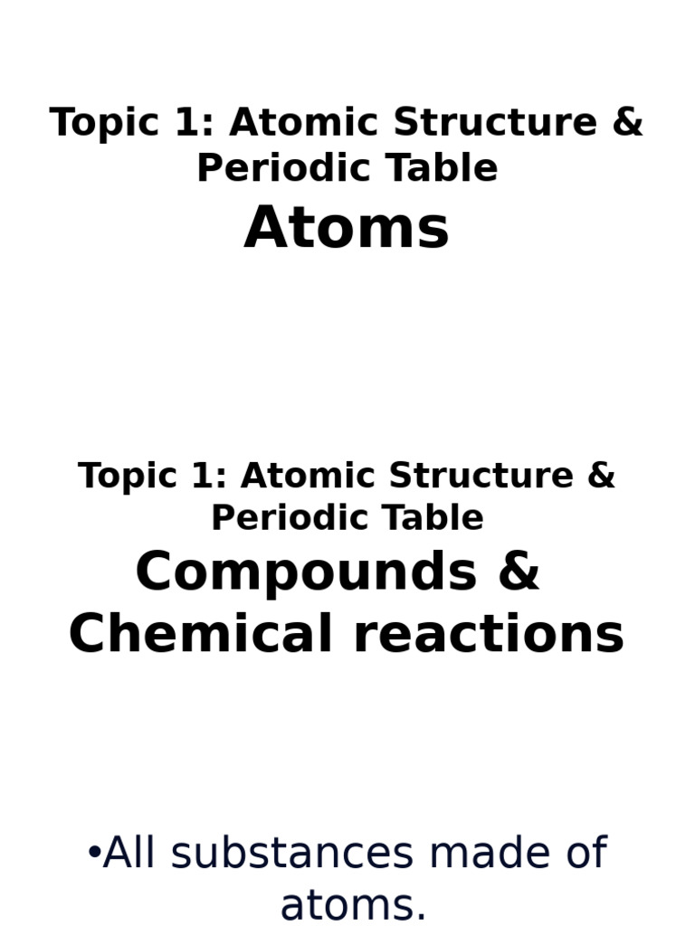 Topic 1 Atomic Structure And Periodic Table Pdf Atoms Periodic Table