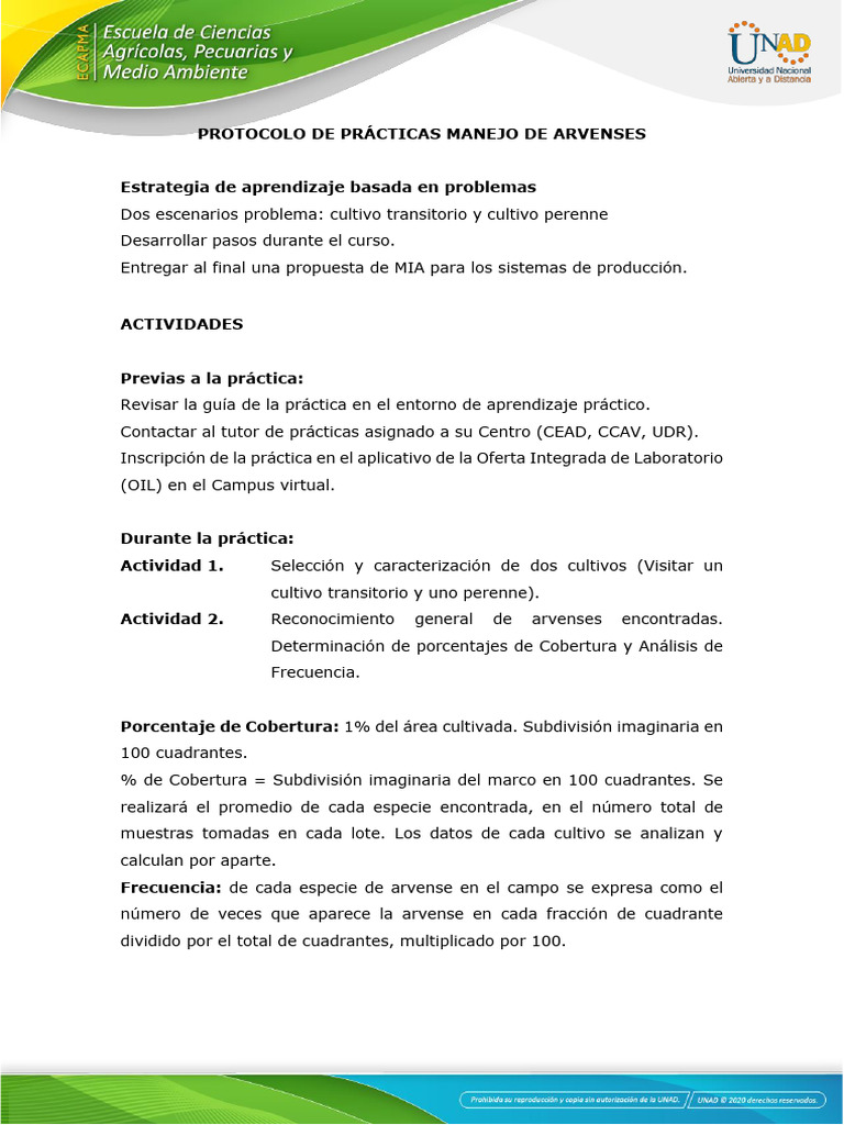 Anexo 2 - Protocolo 1. Protocolo de Prácticas Manejo de Arvenses | PDF