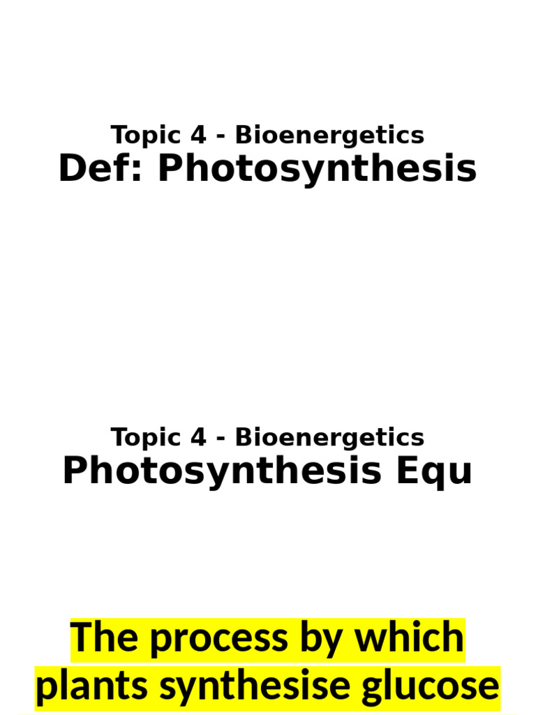 Topic 4 - Bioenergetics | PDF | Cellular Respiration | Photosynthesis