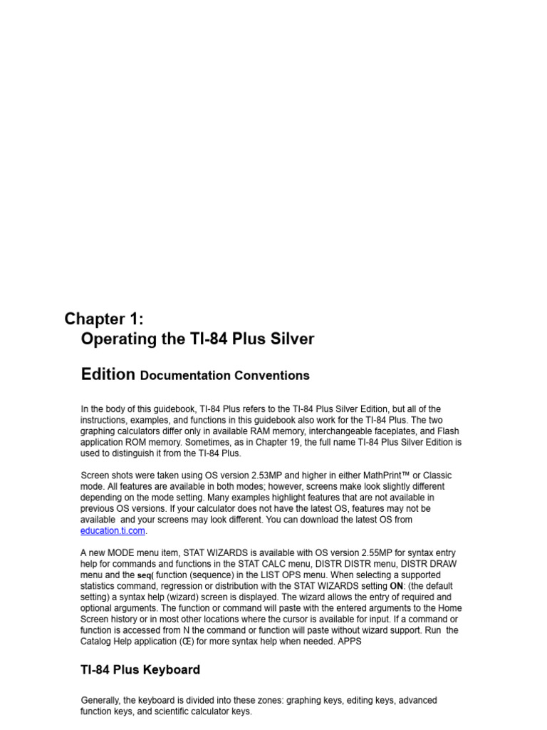 TI84Plus Guidebook Without The First Two Pages | PDF | Menu (Computing) | Keyboard Shortcut