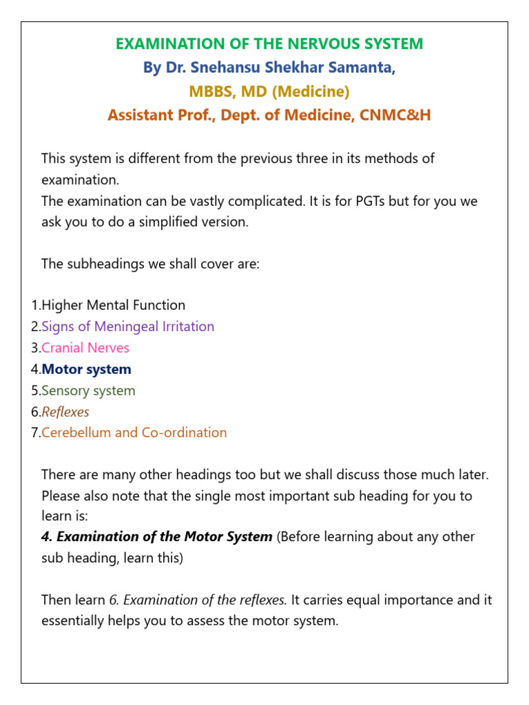Neuro Examination Snehansu Da Coloured | PDF | Anatomical Terms Of Motion | Human Leg