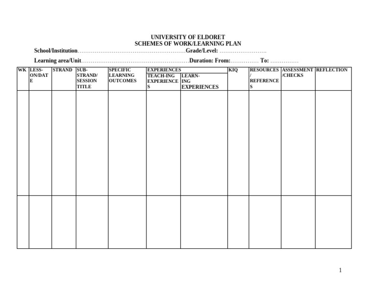 Cbc Schemes of Work Template (2) | PDF