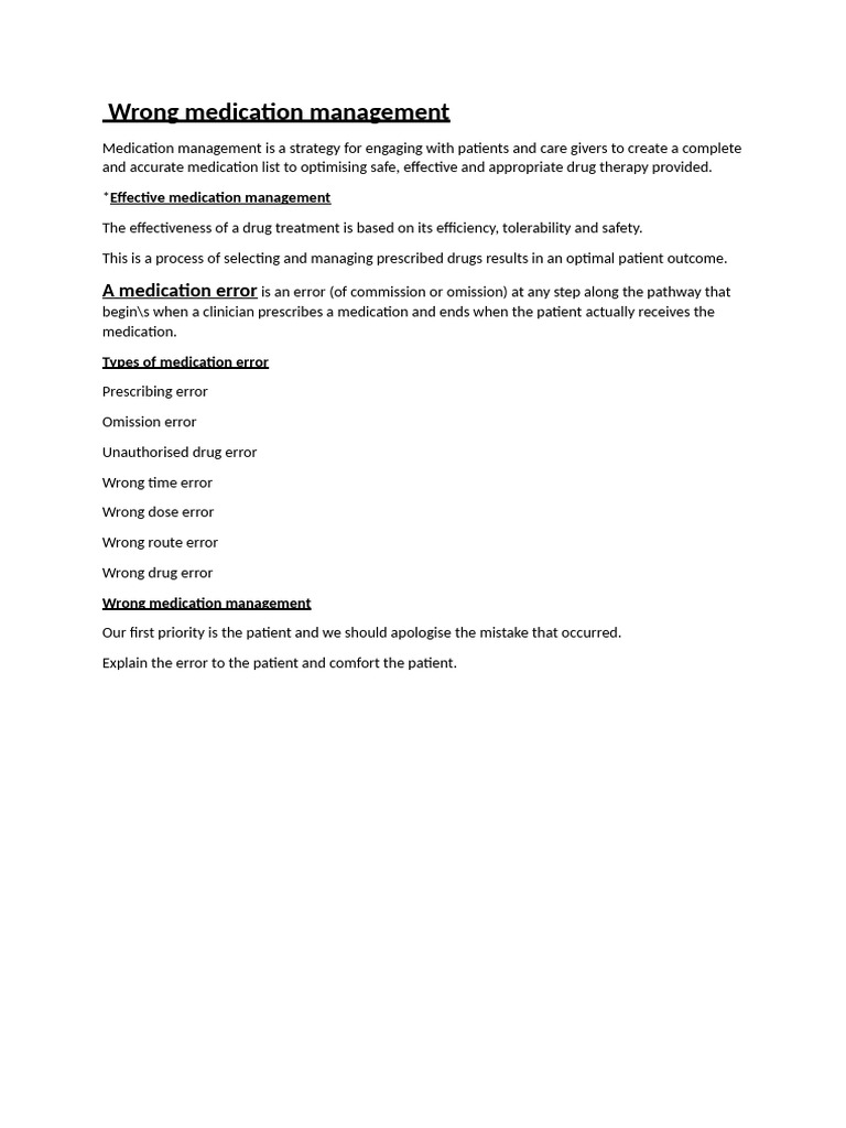 Wrong Medication Management | PDF