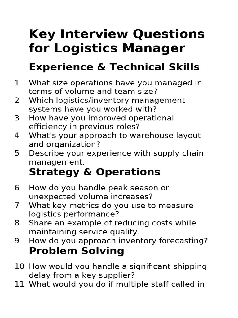 Logistics Manager | PDF