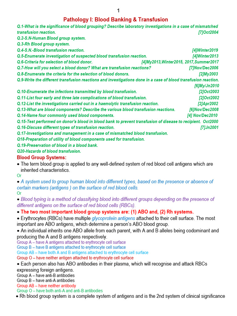 Blood Banking & Transfusion | PDF | Blood Type | Genotype