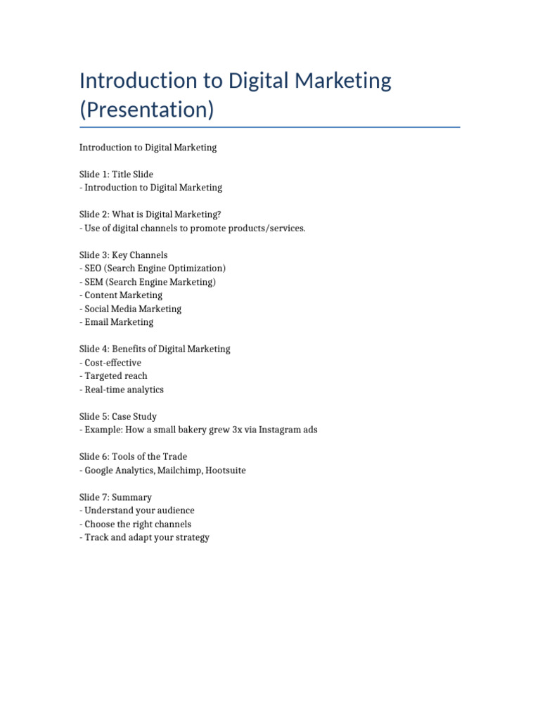Digital Marketing Presentation | PDF