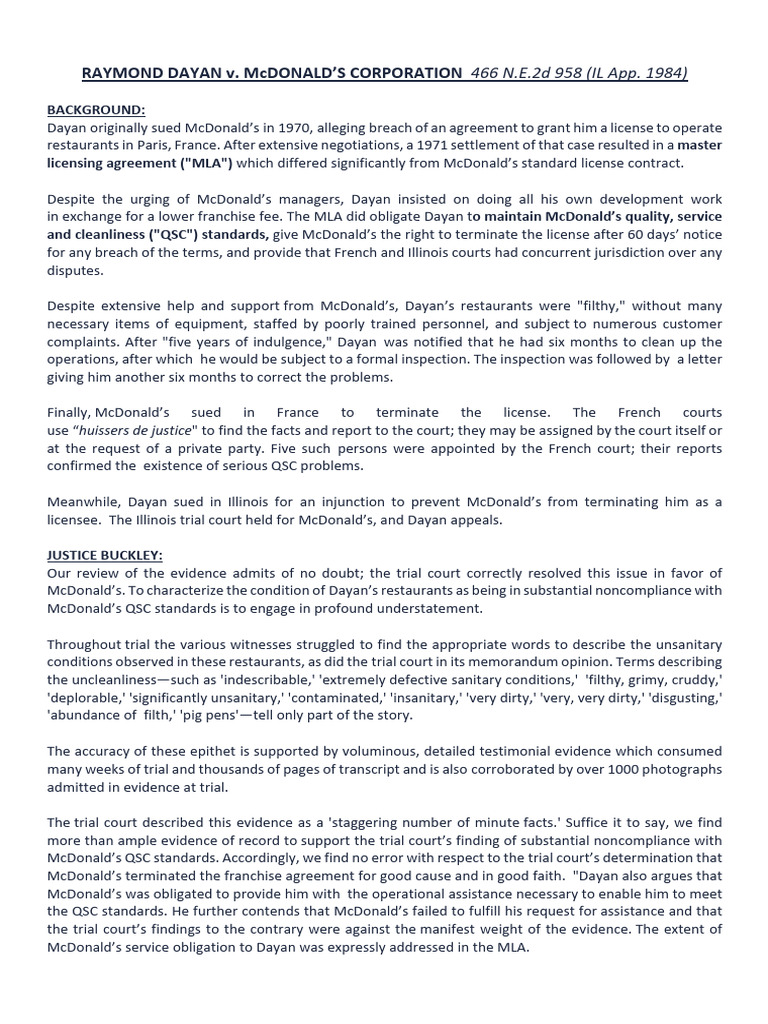 Dayan VS Mcdonalds | PDF | Mc Donald's | License