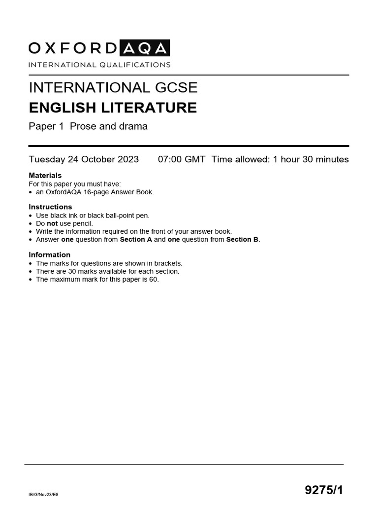 International GCSE English Literature Exam | PDF | Macbeth | To Kill A ...