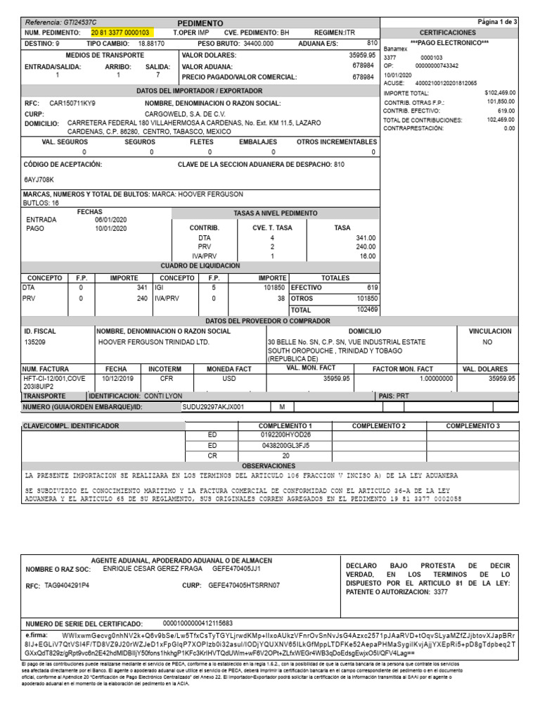 Pedimento Muestra Pdf Business Pagos