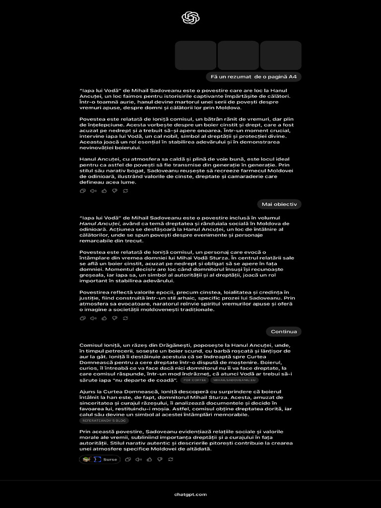 Rezumat Iapa Lui Vodă | PDF