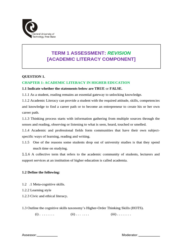 Term 1 Assessment Revision | PDF | Argument | Plagiarism